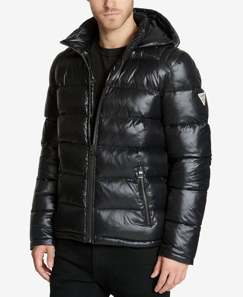 GUESS Men's Detachable Hooded Puffer Coat Winter Jacket | eBay