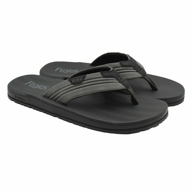 Flojos Men's Ryan Black Memory Foam Flip Flop Thong Sandal Size 12 108 ...