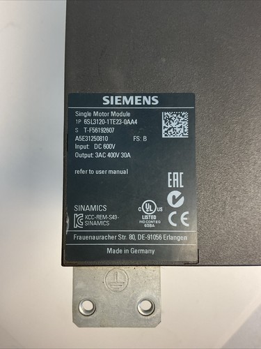 Siemens Single Motor Module 6SL3120-1TE23-0AA4 | eBay