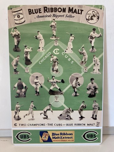 Chicago Cubs - Blue Ribbon Malt Beer Metal Sign - Wrigley Field ...