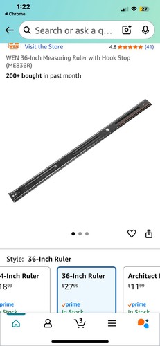 WEN 36-Inch Measuring Ruler with Hook Stop (ME836R) New | eBay