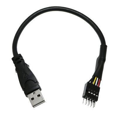 Black 9-Pin USB IDC Male Header to Single USB 2.0 Type A Male Cable 7.8 ...