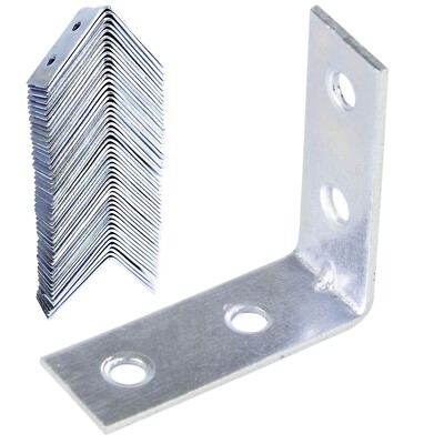 20x Heavy-Duty Steel 90 Degree Angle Brackets - 40mm Metal Braces Joist ...