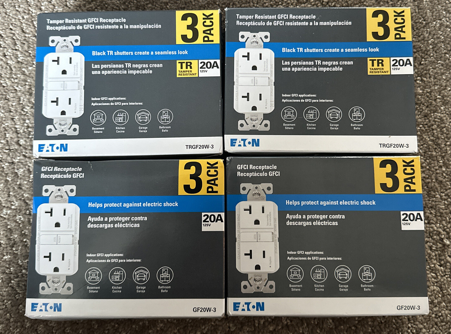 Eaton+20A+GFCI+RECEPTACLE+3+PACK+GF20W-3 for sale online | eBay