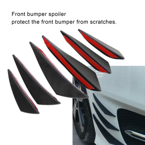6pcs Front Bumper Lip Fin Splitter Canard Sticker Black Carbon Fiber ...
