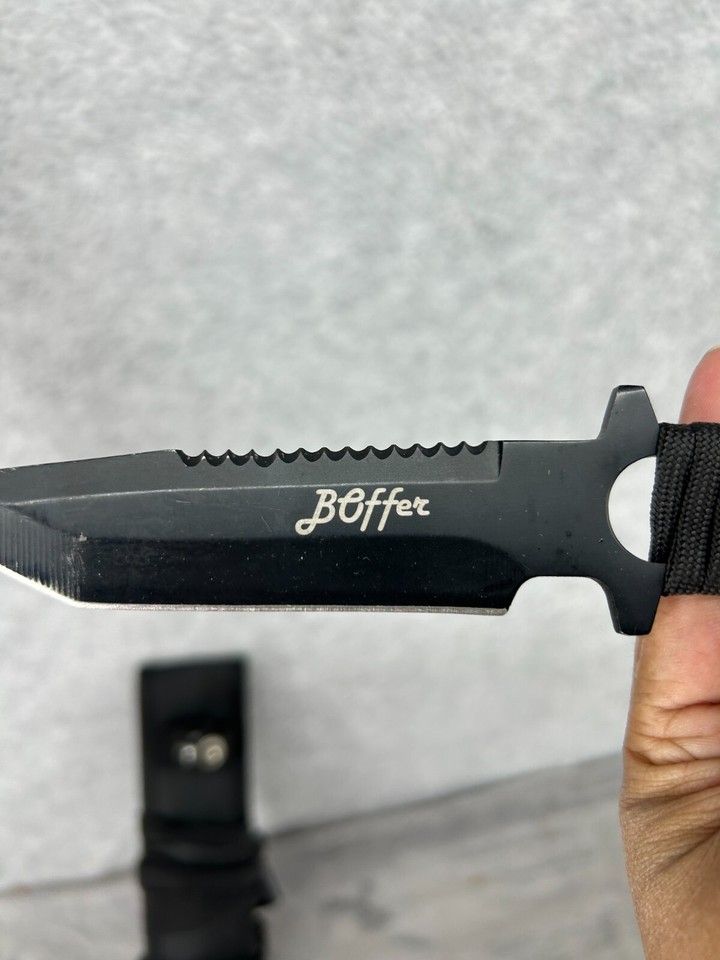 Black Paracord Handle Beffer Knife With Sheath | eBay