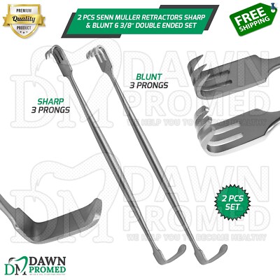 2 Pcs Senn Muller Retractors Sharp & Blunt 6 3/8″ Double Ended ...