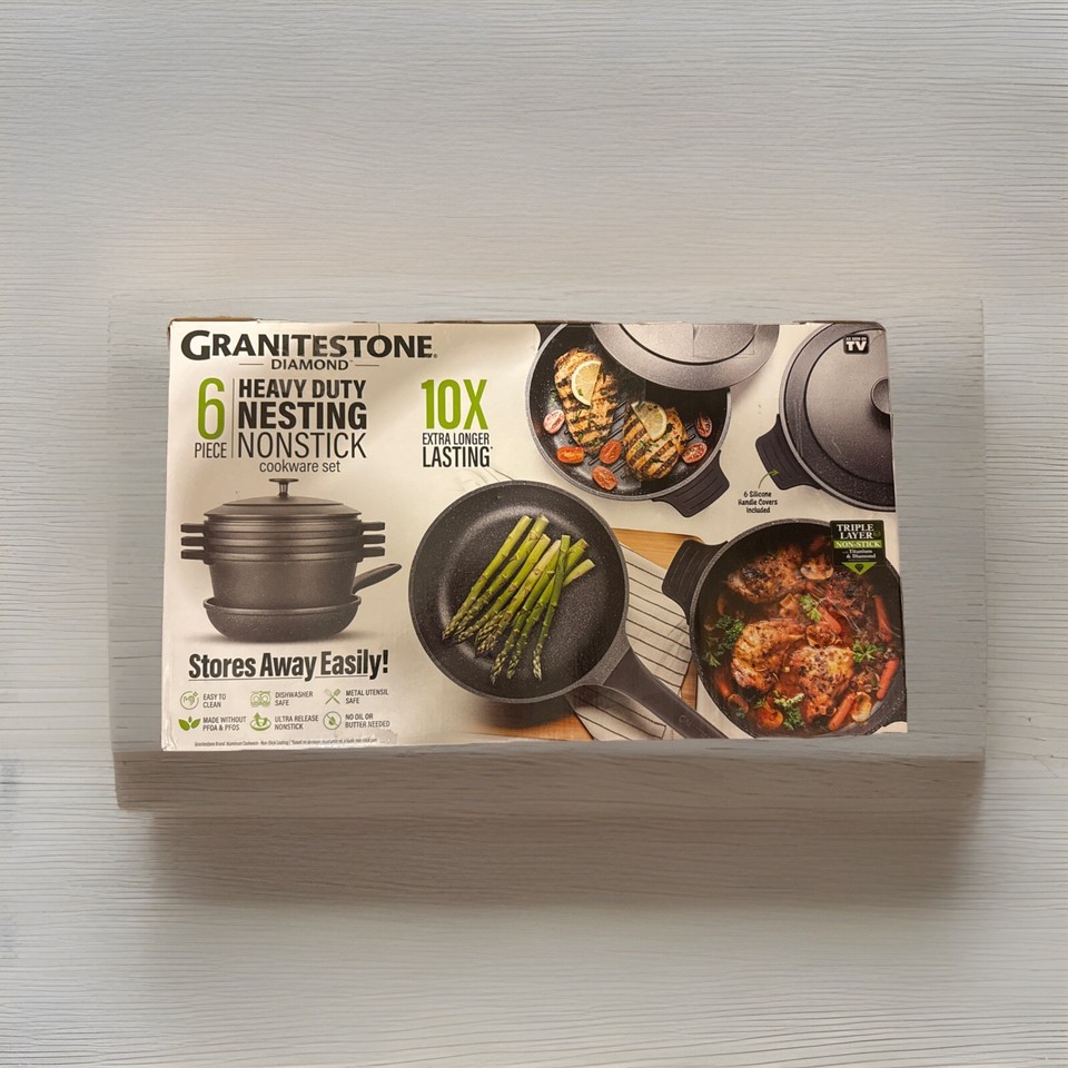 Granitestone Diamond 6pcs Heavy Duty Nesting Nonstick Cookware Set | eBay