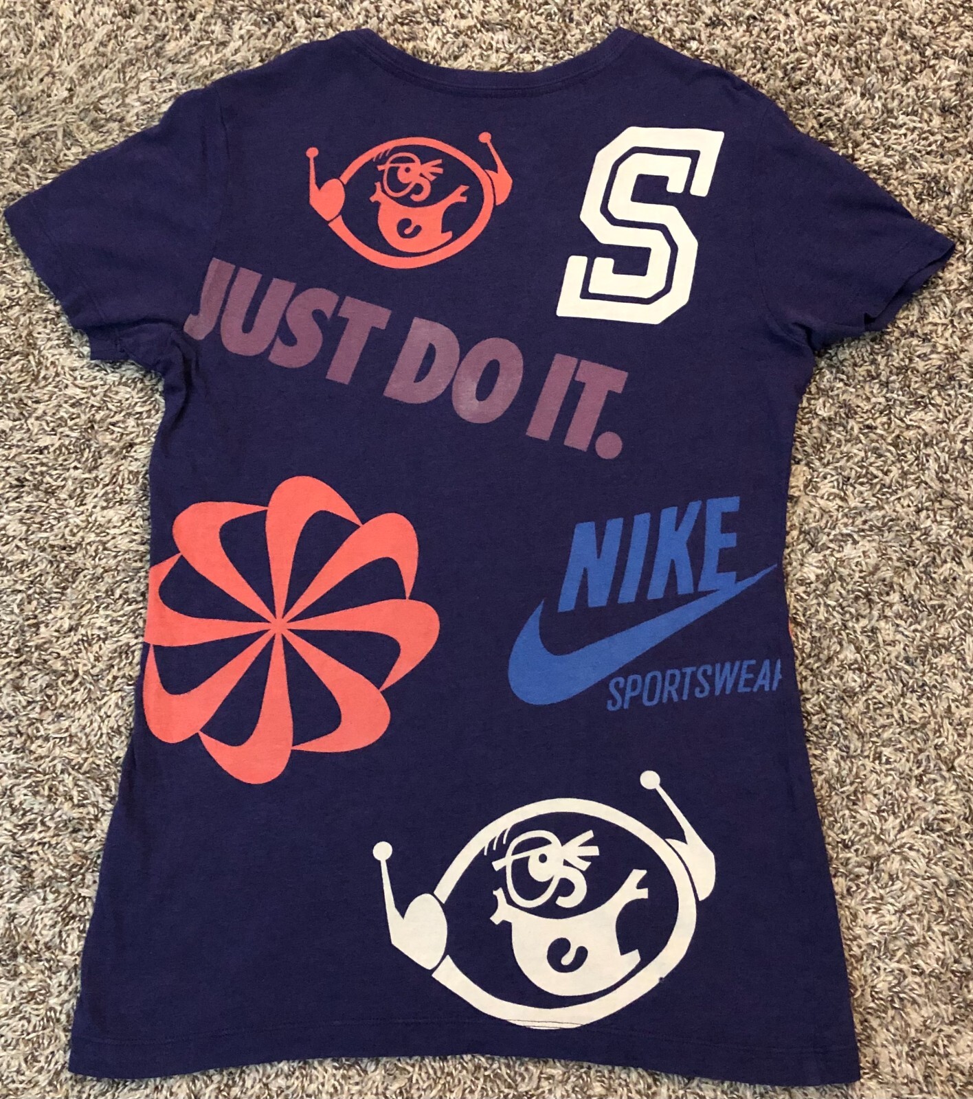 Nike Official All Over Logos Print Women's Purple T-S… - Gem