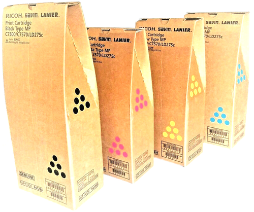 Genuine Ricoh Savin Lanier Sealed Print Cartridges Set CMYK MP C7500 ...