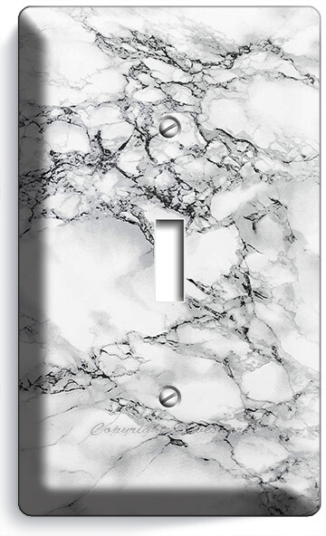WHITE ITALIAN MARBLE STYLE LIGHT SWITCH OUTLET PLATE ROOM KITCHEN ...