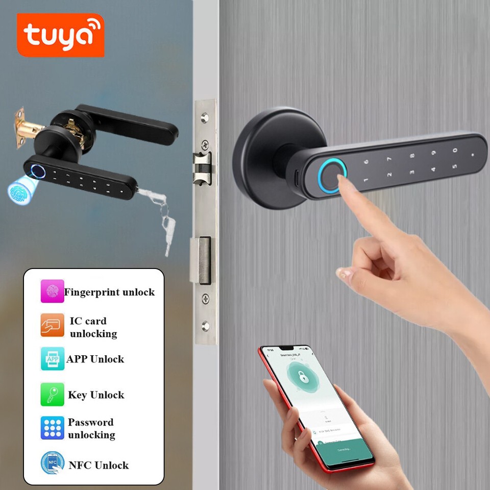 Fingerprint Smart Door Lock Biometric Door Lock With Handle / App ...