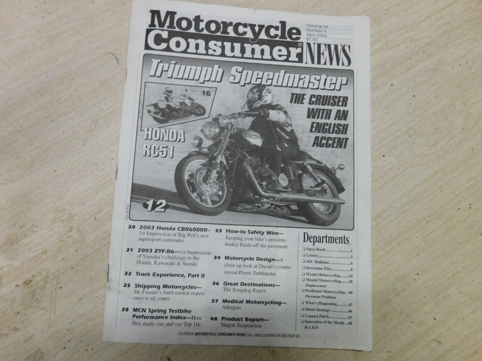 Motorcycle Consumer News Magazine 2003 April Triumph Speedmaster | eBay