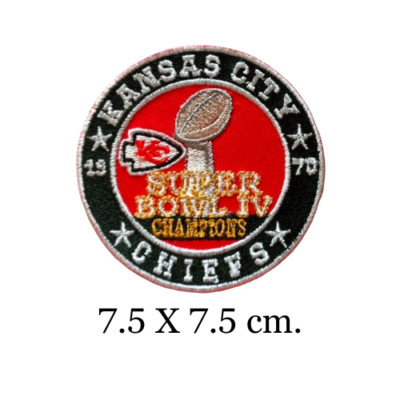 KC Super Bowl IV Champions 7.5x7.5cm Patches Logo Iron on, sewing on ...