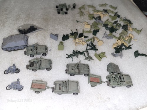 Lot of Roco HO US Army Jeeps Trailers Motorcycles & Soldier Figures ...