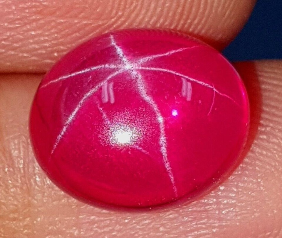 13.75 Cts. Natural Star Red Ruby 6 Rays Oval Cabochon Cut Certified ...