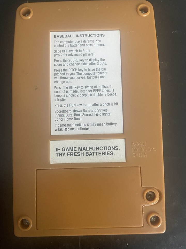2001 Mattel Classic Baseball Handheld Electronic Game Tested and Works ...