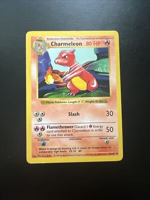 Pokémon TCG Charmeleon Base Set 24/102 Regular Shadowless Uncommon | eBay