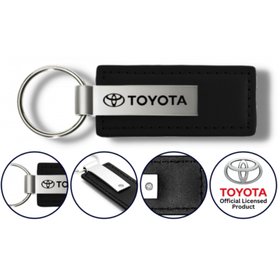 Toyota Black Leather Key Fob Authentic Logo Key Chain Official Licensed ...
