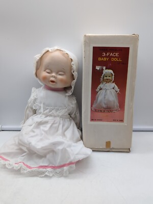 Bisque Porcelain 3-face Baby Doll 12" Cloth Body In Original Box | eBay
