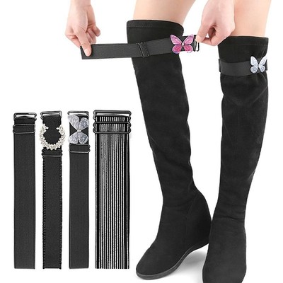 Adjustable Women Boot Keeper Elastic Knee Boots Straps High Boot Laces ...