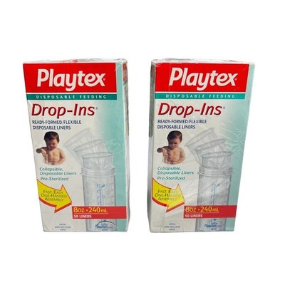 Lot of 2 Playtex Drop-ins Collapsible Disposable Liners -8 Oz 50 Liners ...