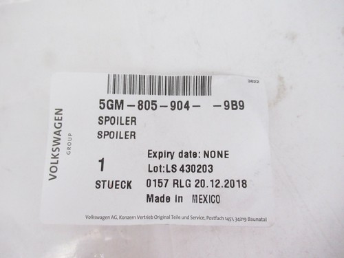 Genuine OEM Volkswagen 5GM-805-904-9B9 Passenger Front Bumper Spoiler ...