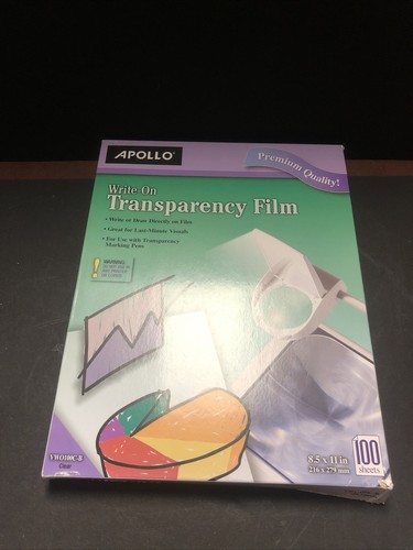 New Sealed Apollo Write-On Transparency Film Letter Clear 100 Sheets ...