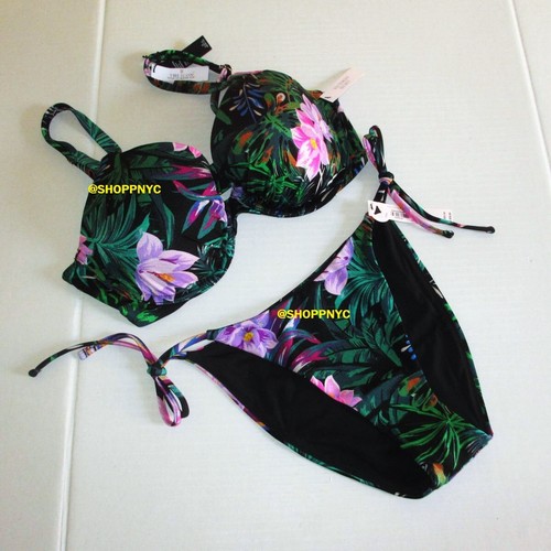 Victorias Secret Swim 34B S M Push Up Top Bikini Set Side Tie Cheeky ...