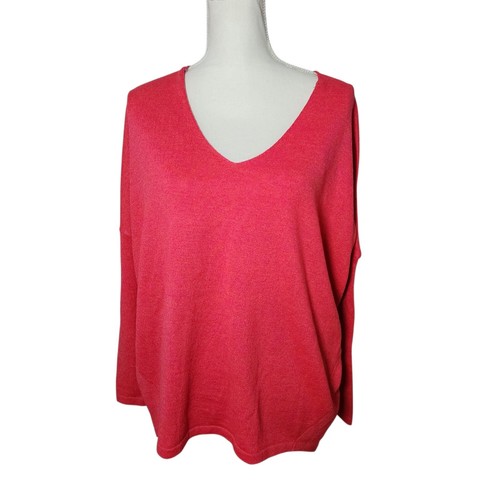Andree By Unit Vneck Pink Orange Long Sleeve Sweater Size Large Nwt | eBay