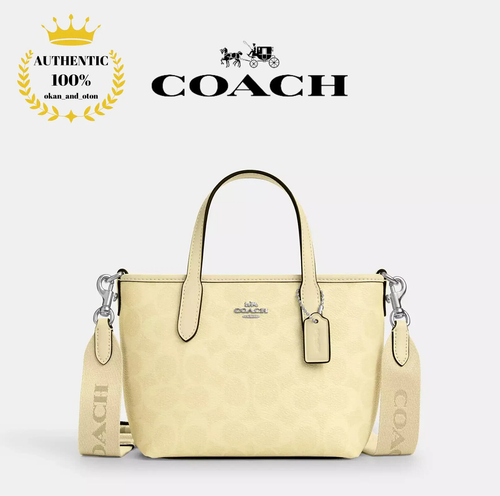 ️ COACH City Mini Tote Bag Signature Canvas CW032 Silver / Hay 2way ...