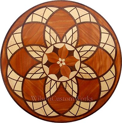 30" Wood Floor Inlay 246 Piece Stained Glass Flower kit DIY Flooring ...