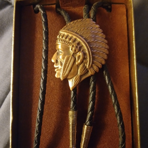 Mens Bolo Tie Vintage copper native American head NOS | eBay