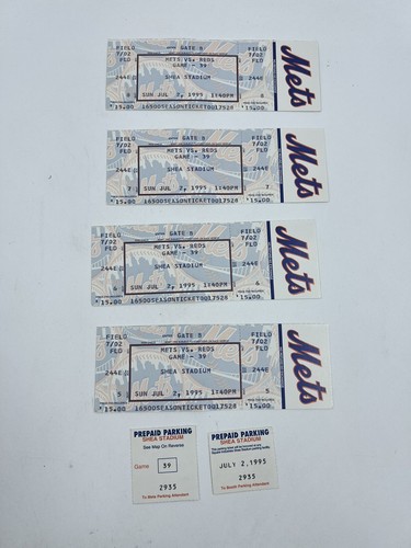 Mets Ticket Stubs for 07/02/1995 - Mets vs. Reds - Shea Stadium - 4 ...