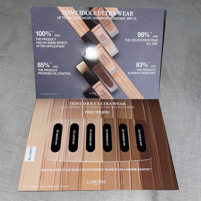 Lancome Teint Idole Ultra Wear Foundation 6 Sample Cards for sale ...