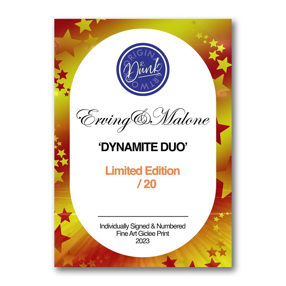 Erving & Malone Dynamite Duo Sketch Card Limited 01/20 Dr. Dunk Signed ...