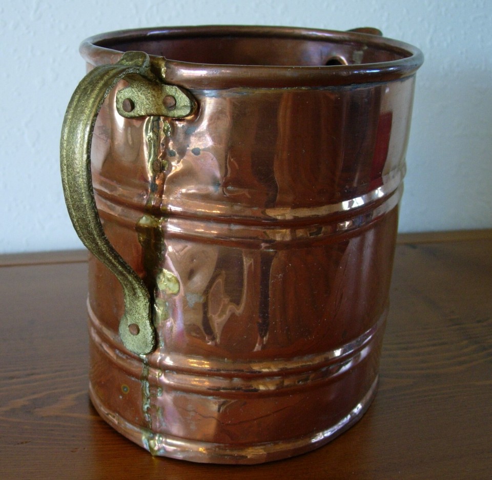 Vintage Copper Pitcher w/ Brass Handle 6" tall 5" in diameter | eBay