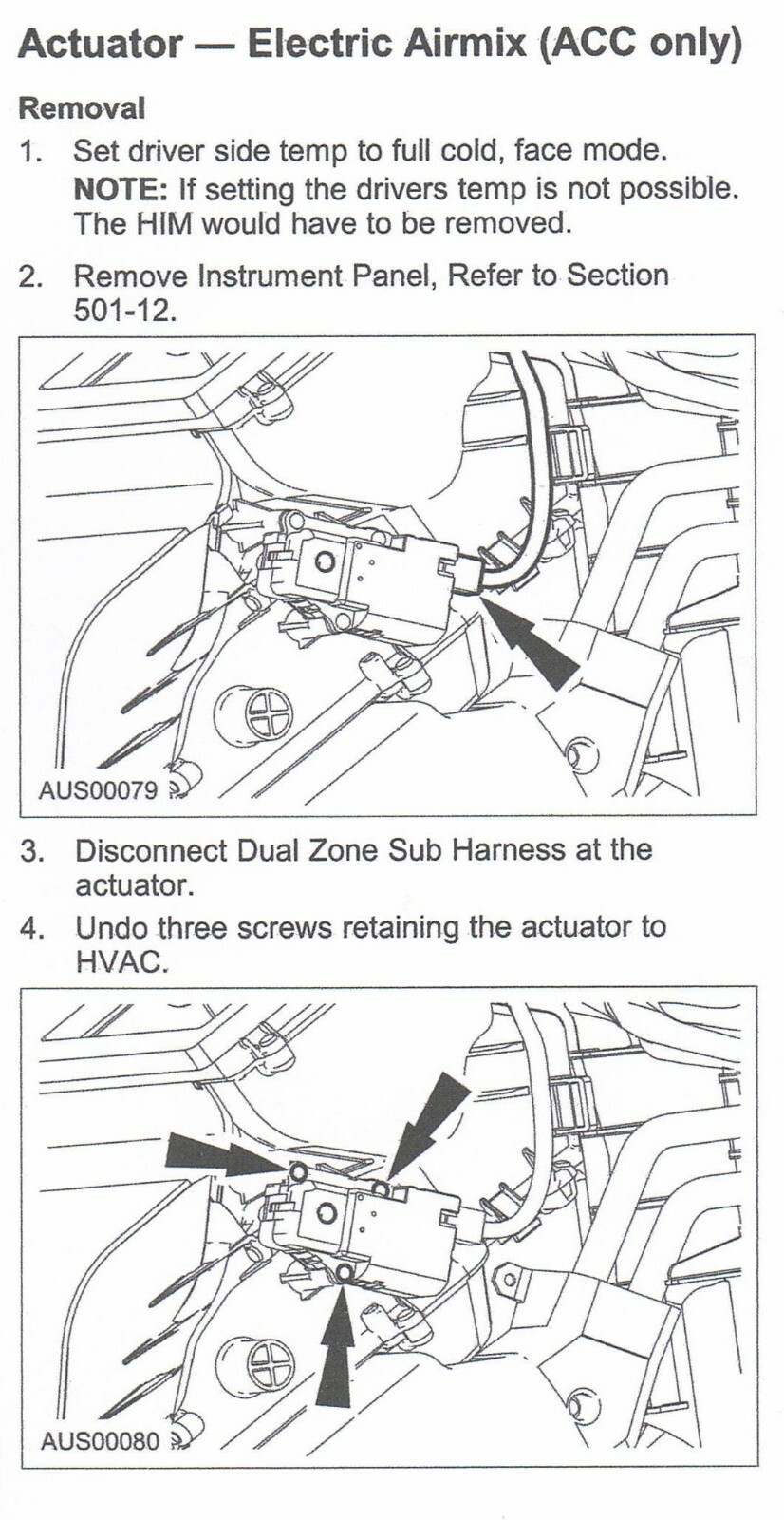 Ford BA BF FG Territory SX SY SZ HVAC Shaft Blend Door Motor Actuator ...