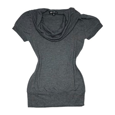 Active Basic Cute Y2K Solid Cowl Neck Top SS Gray Size M | eBay