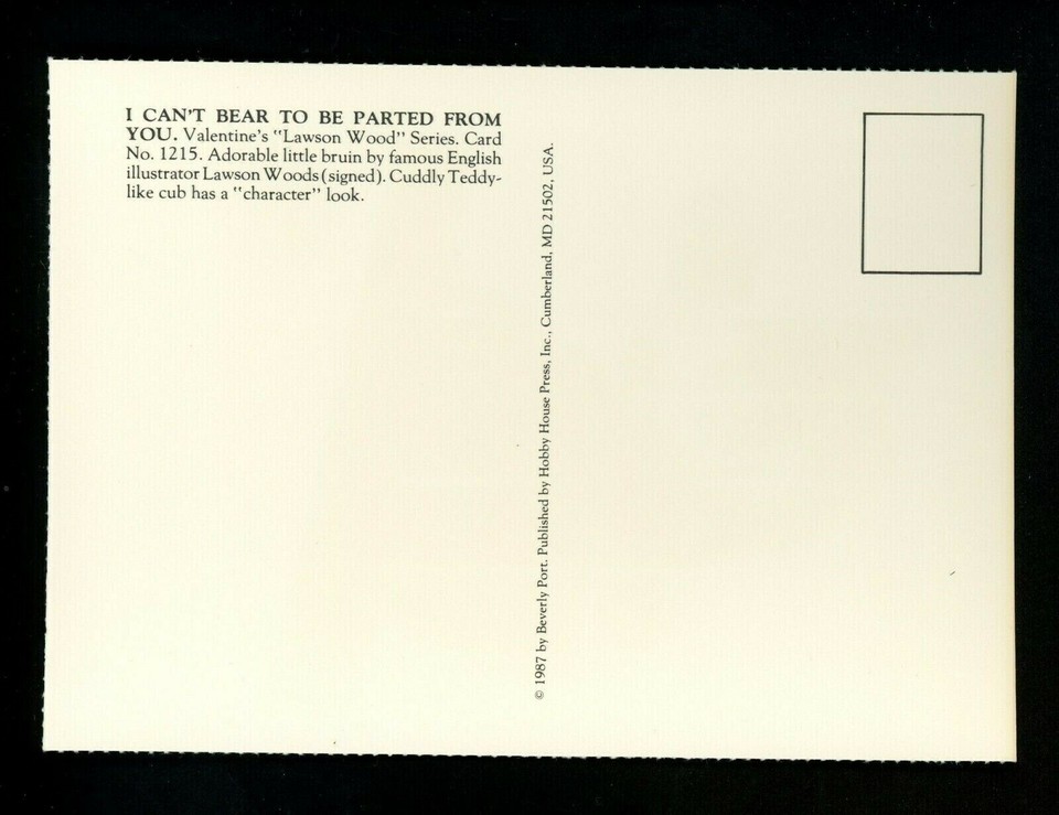 Teddy Bear chrome postcard Modern Reproduction Artist Signed Wood jail ...