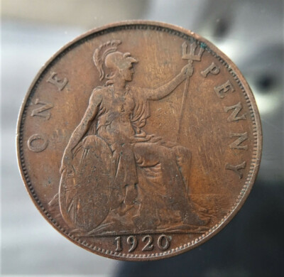 1920 UK, Great Britain, 1 Penny, Bronze Coin, Seated Britannia, King ...