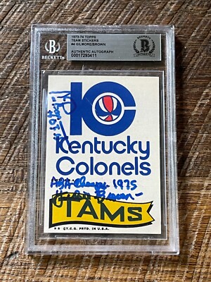 1973-74 Topps Team Stickers Kentucky Colonels Gilmore Brown BAS signed ...