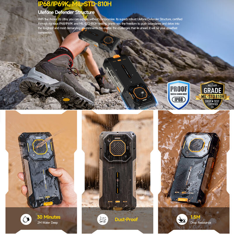 Ulefone 5G Rugged Phone Android 13 DMR UHF VHF Radio PTT Walkie Talkie ...
