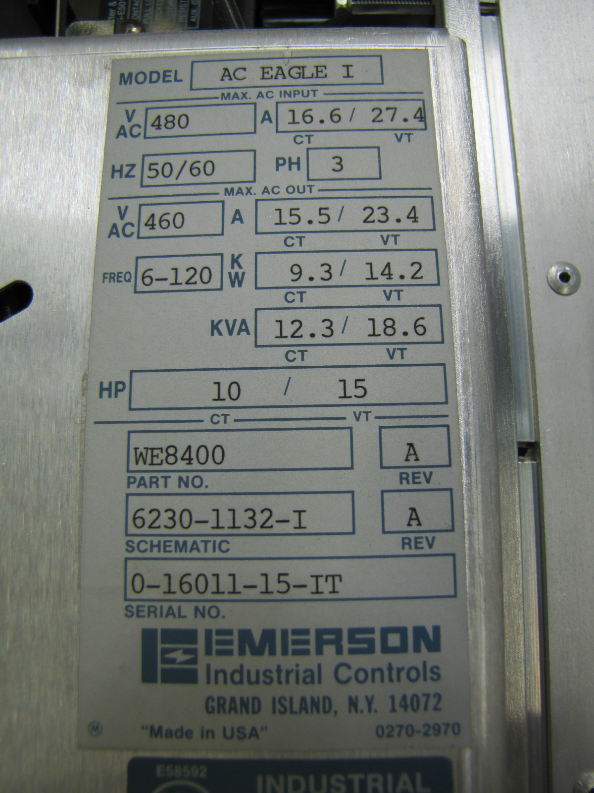 EMERSON AC EAGLE I DRIVE 10HP 10 HP / 15HP 15 HP WE8400 WE-8400 | eBay