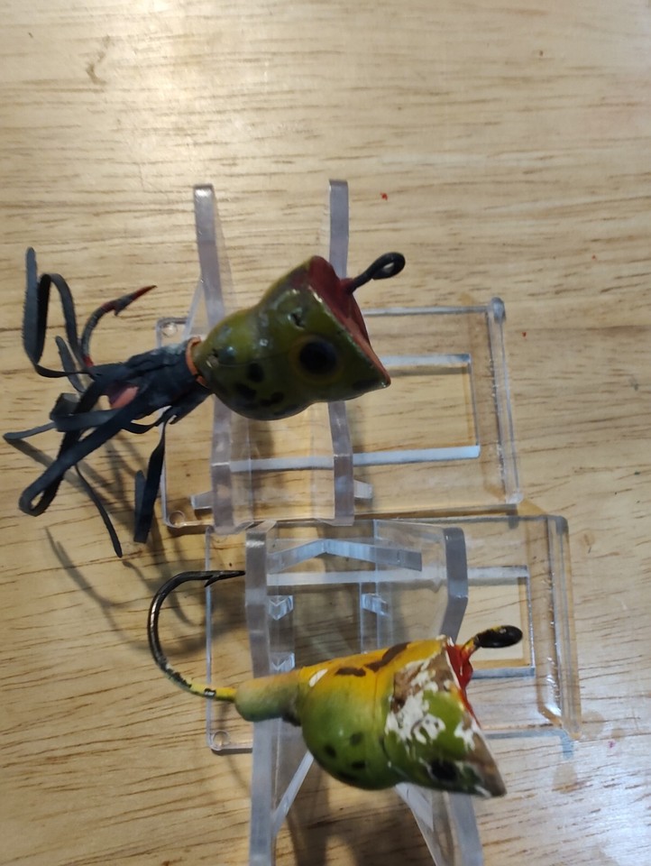 #58 Lot Of 2 Vintage Arbogast Fly Rod Hula Popper Fishing Lures Frog ...