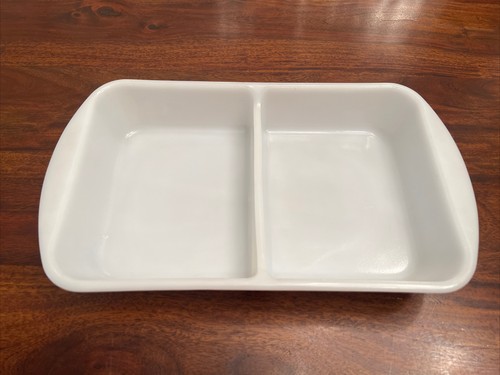 Glasbake Milk Glass Rectangle Divided Bake Serving Dish J263 2 1/2 QT ...