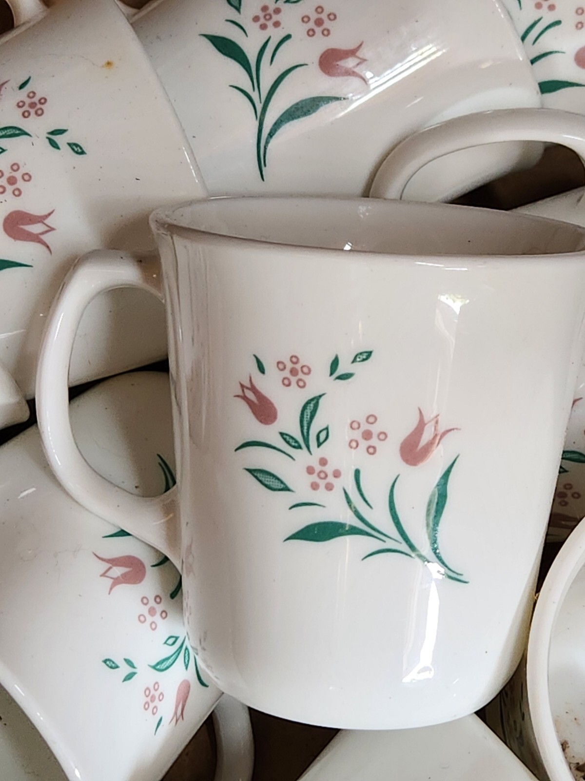 Set of 4 Corning Coffee Cups Mug Rosemarie Pattern Made in USA Floral ...
