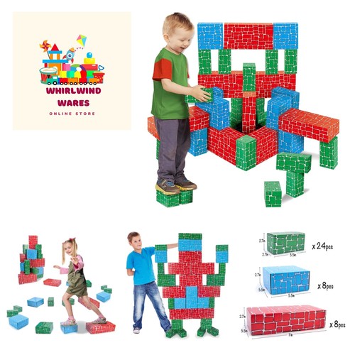 Cardboard Building Block, Exercise N Play 40pcs Extra-Thick Jumbo Giant ...