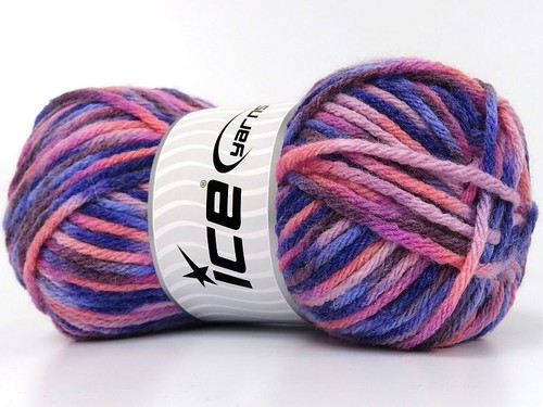 Carnival Pink Blue + 80094 Ice Yarns Wool Acryl Blend Bulky Variegated ...