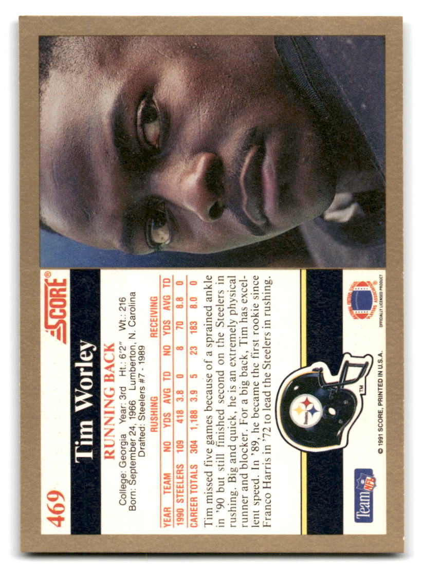Tim Worley 1991 Score FOOTBALL #469 Pittsburgh Steelers # | eBay